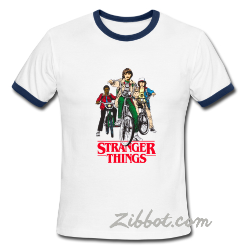 stranger things group shot ringer t shirt