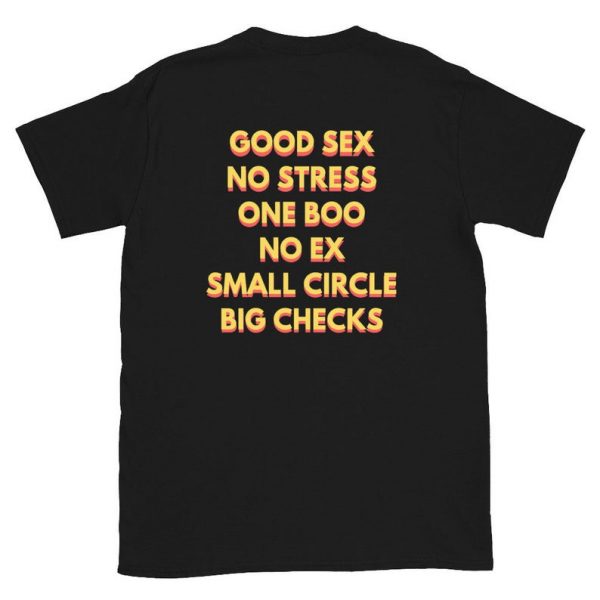 Good Sex No Stress T Shirt Back